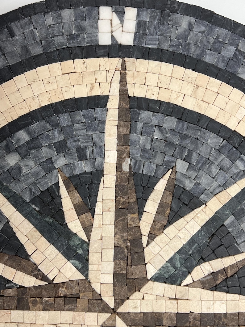 Handmade Marble Mosaic Compass Art | Custom Natural Stone Compass Rose ...
