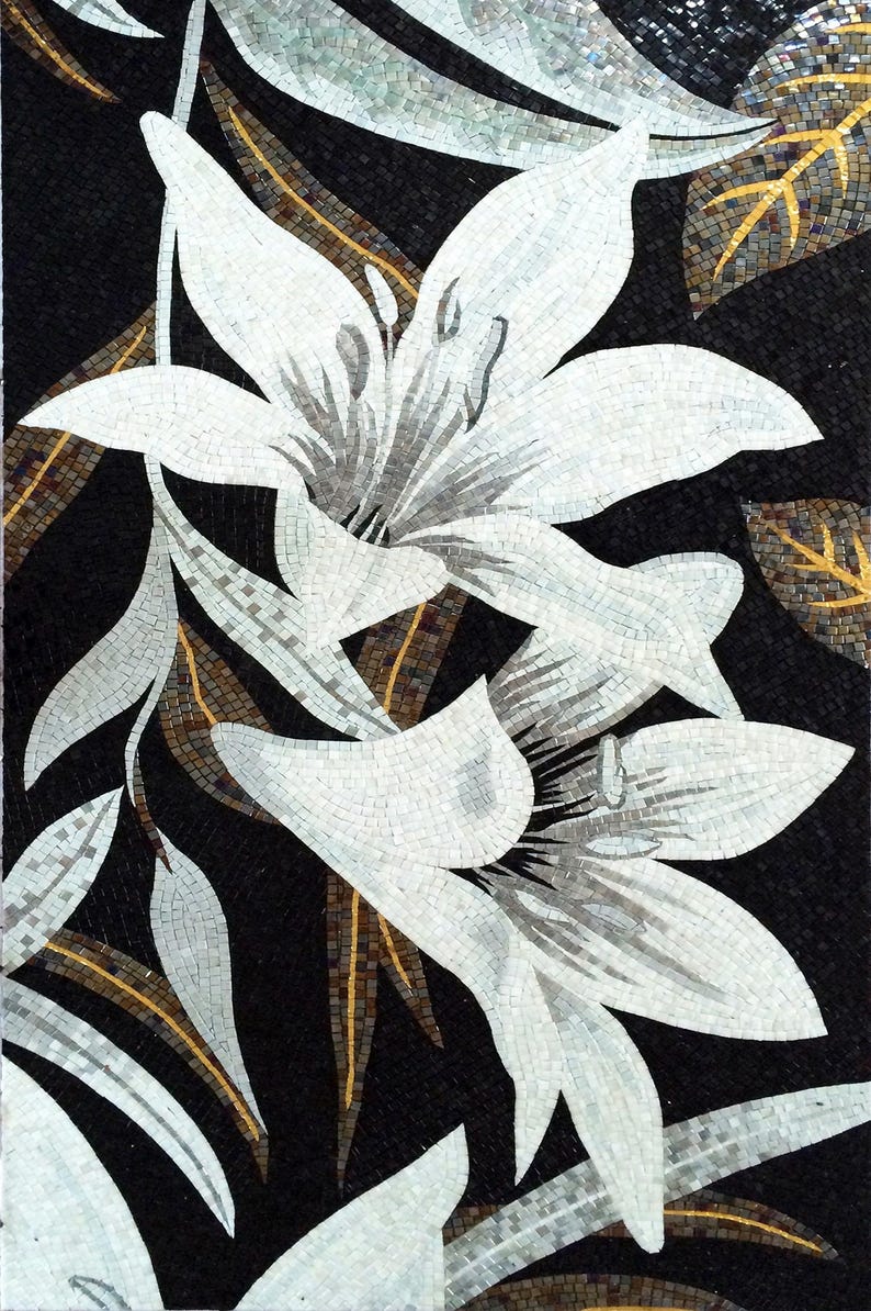 Handmade Floral Mosaic Wall Art | Custom Botanical Glass Mosaic Decor ...