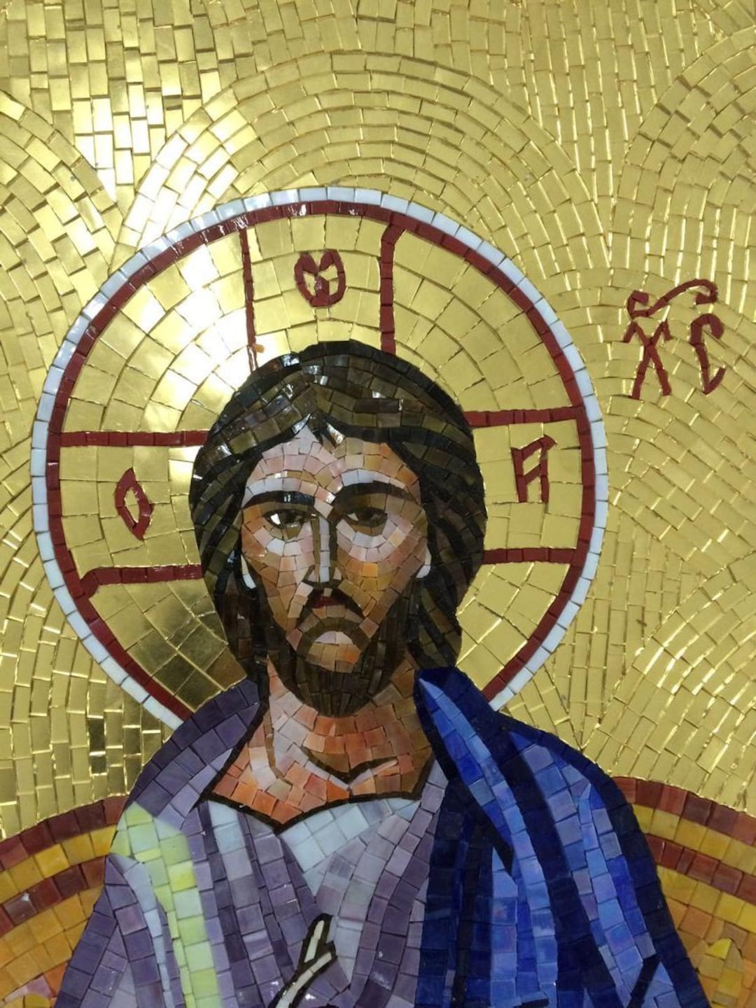 Handmade Byzantine Mosaic Icon of Jesus Christ Pantocrator | Gold Leaf ...