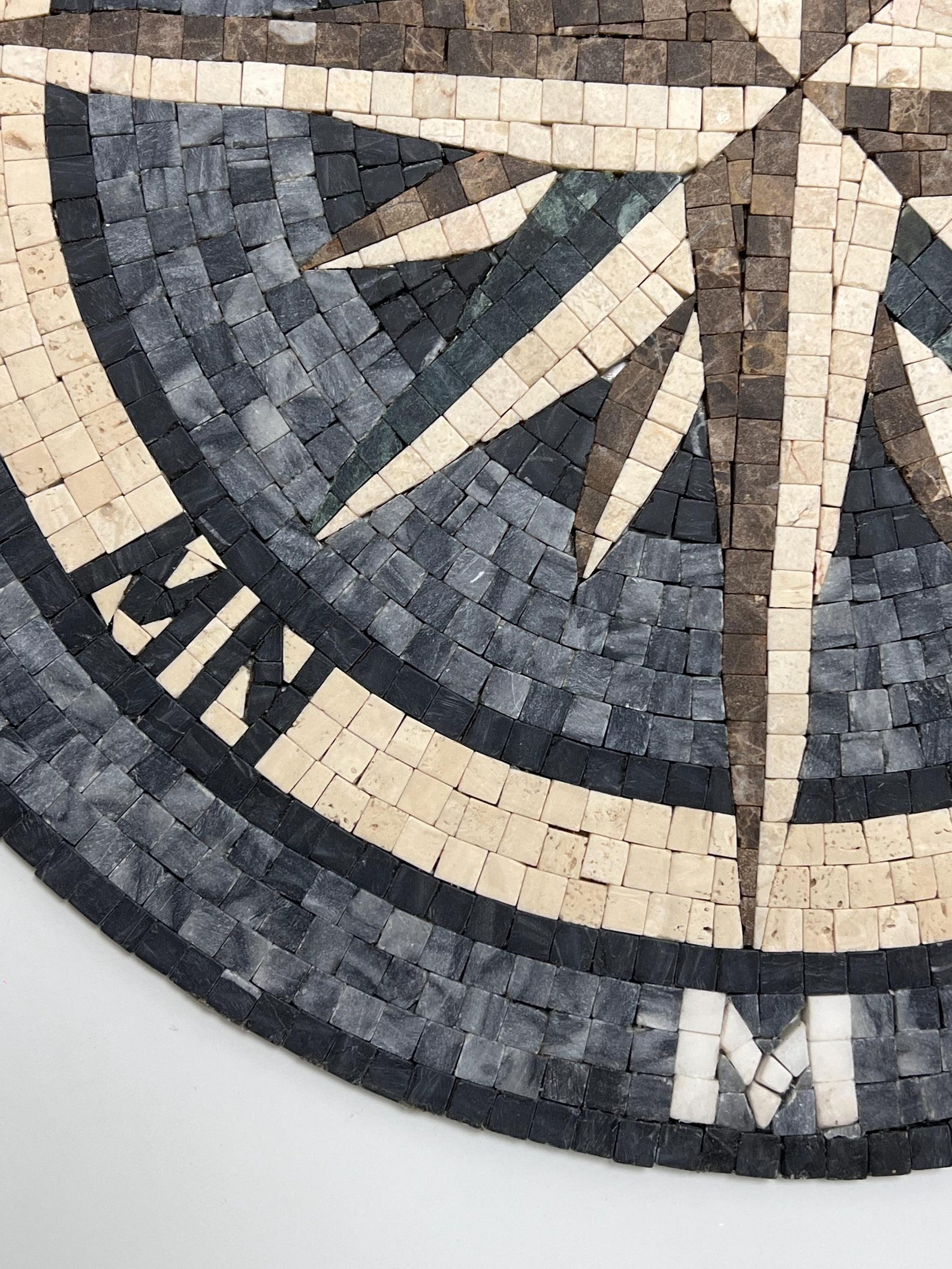 Handmade Marble Mosaic Compass Art | Custom Natural Stone Compass Rose ...