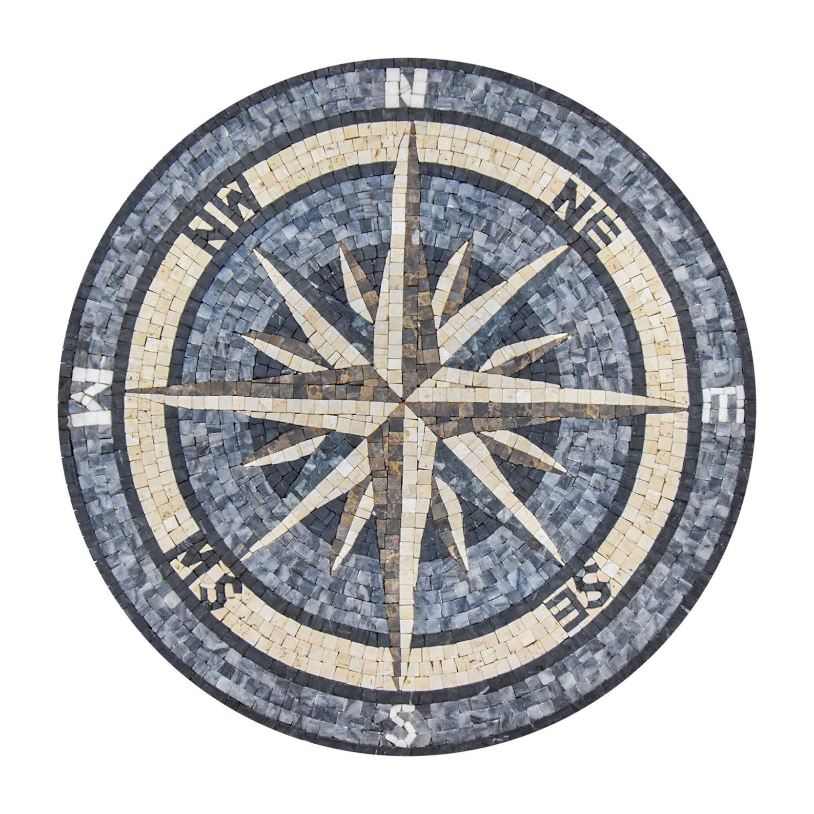 Handmade Marble Mosaic Compass Art | Custom Natural Stone Compass Rose ...