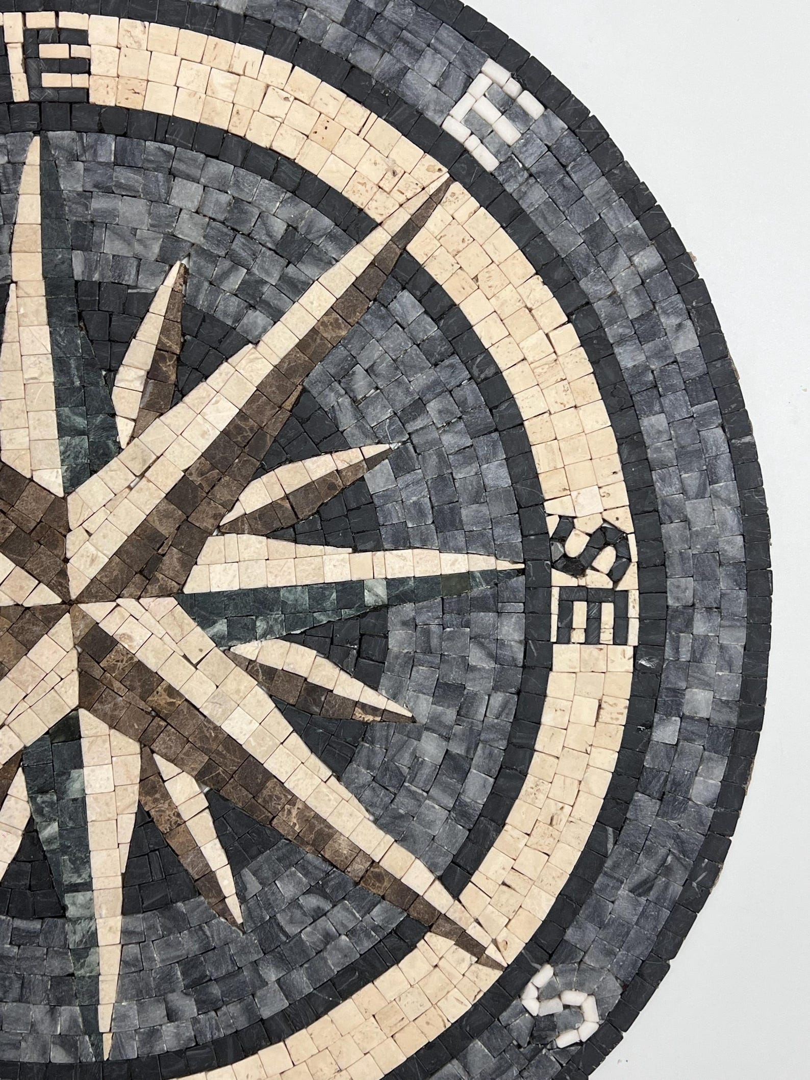 Handmade Marble Mosaic Compass Art | Custom Natural Stone Compass Rose ...