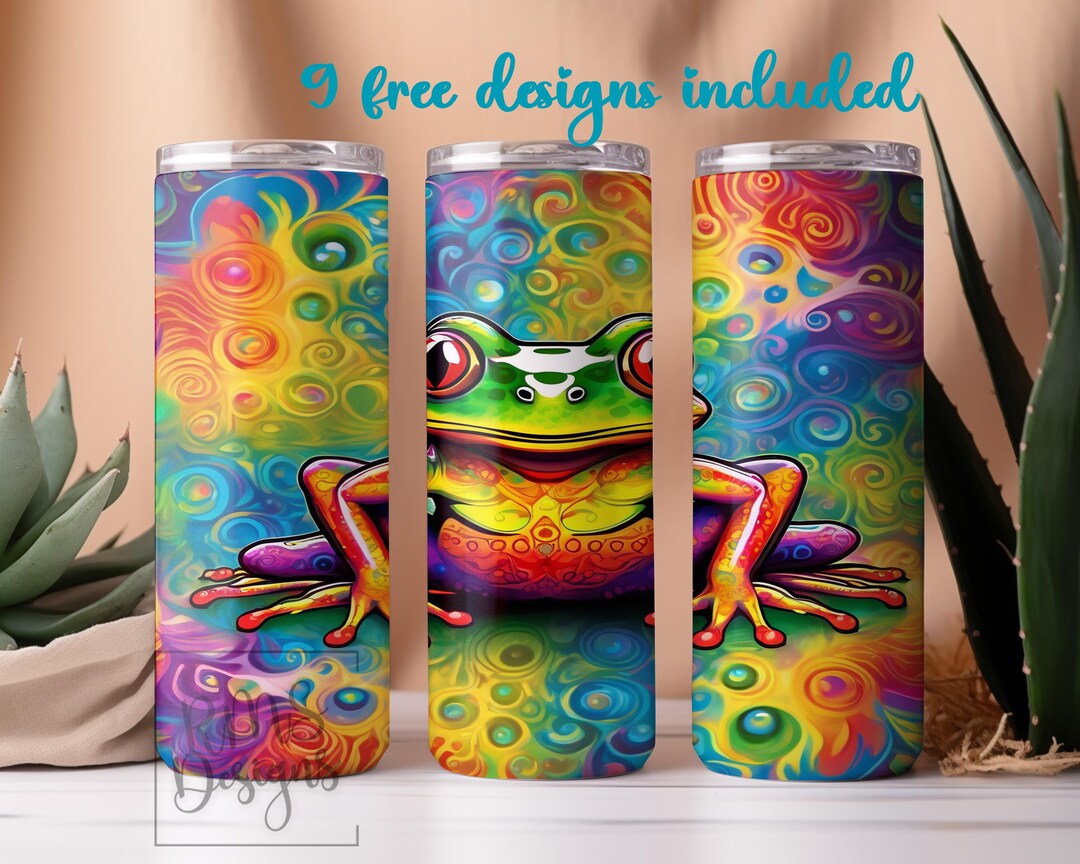 Psychedelic Frog Tumbler Wrap PNG: Tie Dye Peace Sign, Sunflowers ...