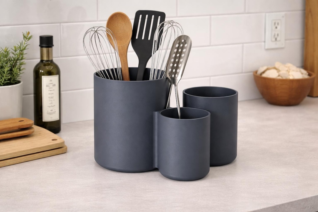 Utensil Holder Modern Kitchen Organizer Minimalist Crock Countertop ...