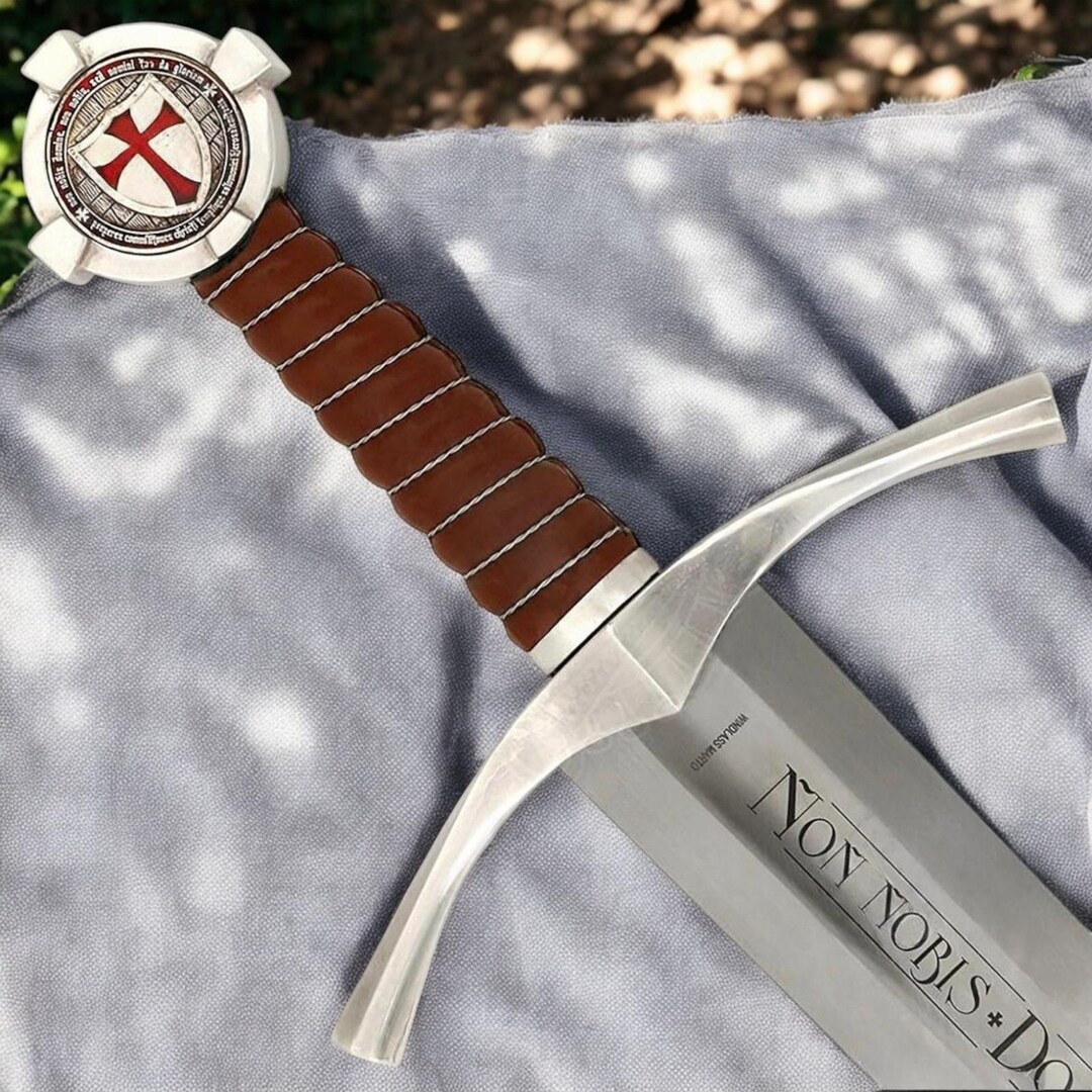 Handmade Accolade Knights Templar Sword – High Carbon Steel, Leather ...