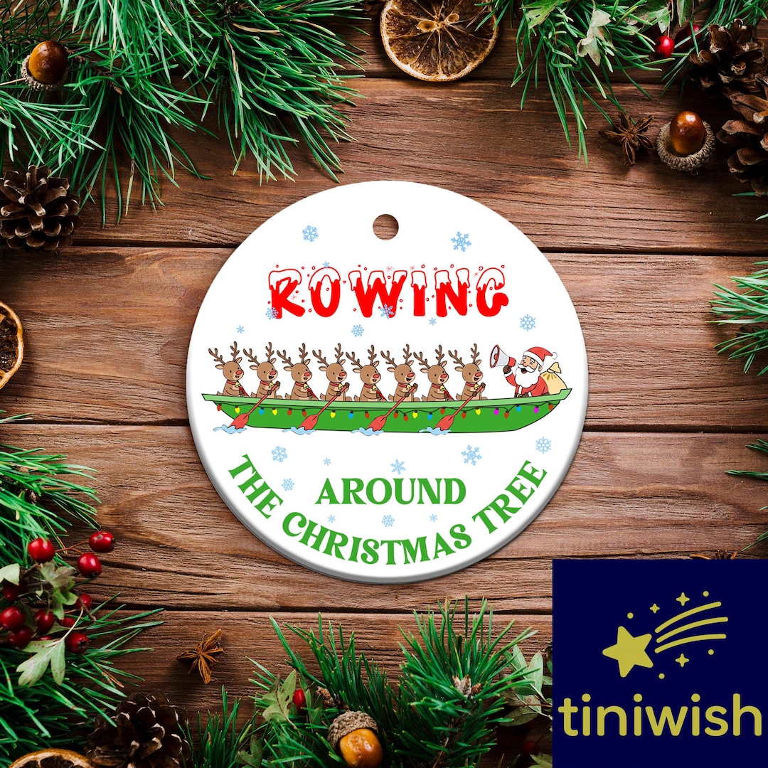 Rowing Around the Christmas Tree Ornaments – Double-sided Print Ceramic ...