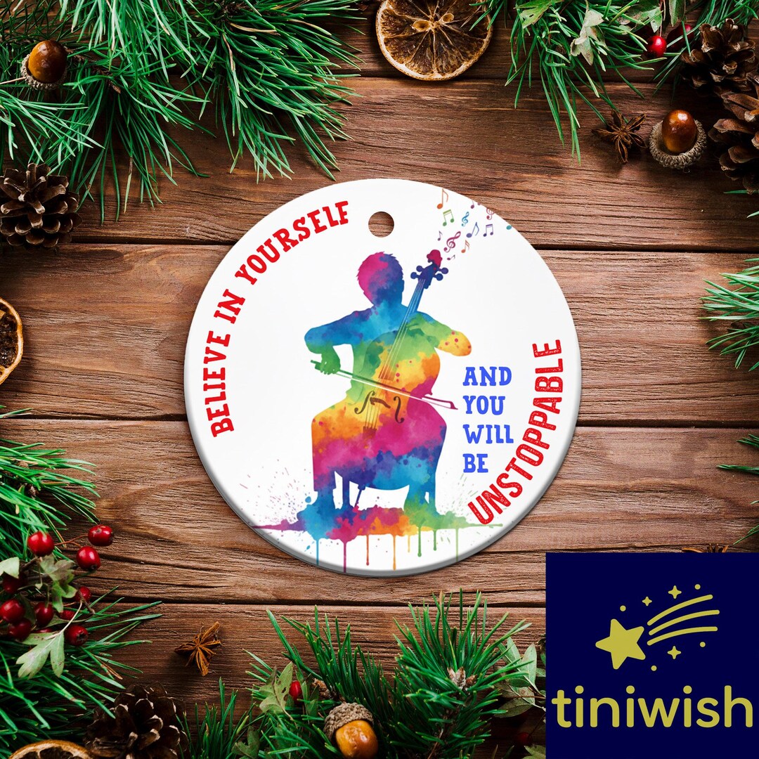 Believe in Yourself Boy Cello Christmas Ornaments – Double-sided Print ...