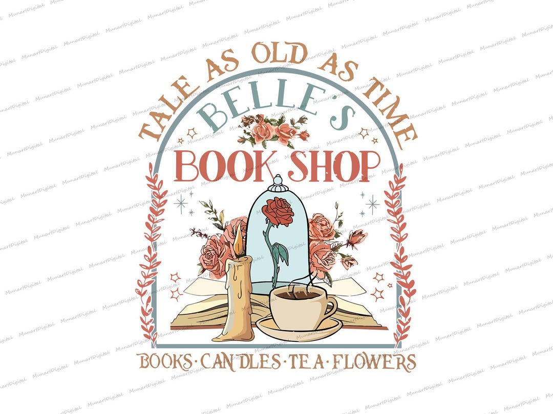 Vintage Belle’s Book Shop SVG Transfer, Belle Book Shop Digital ...