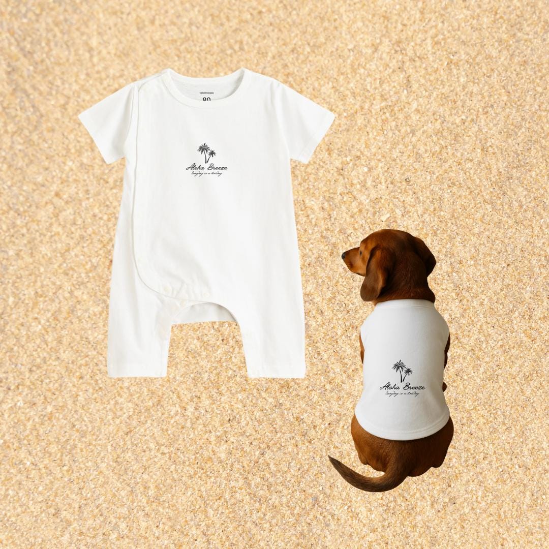 Matching Baby & Dog Outfit Set – Aloha Breeze Monotone Link Coord - Etsy