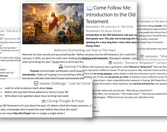 Jan 4, LDS Youth Sunday School Lesson Kit, Come Follow Me 2026, “the ...
