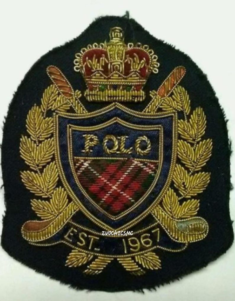 Handmade Bullion Wire Crest Patch: Polo Embroidered Blazer Badge - Etsy