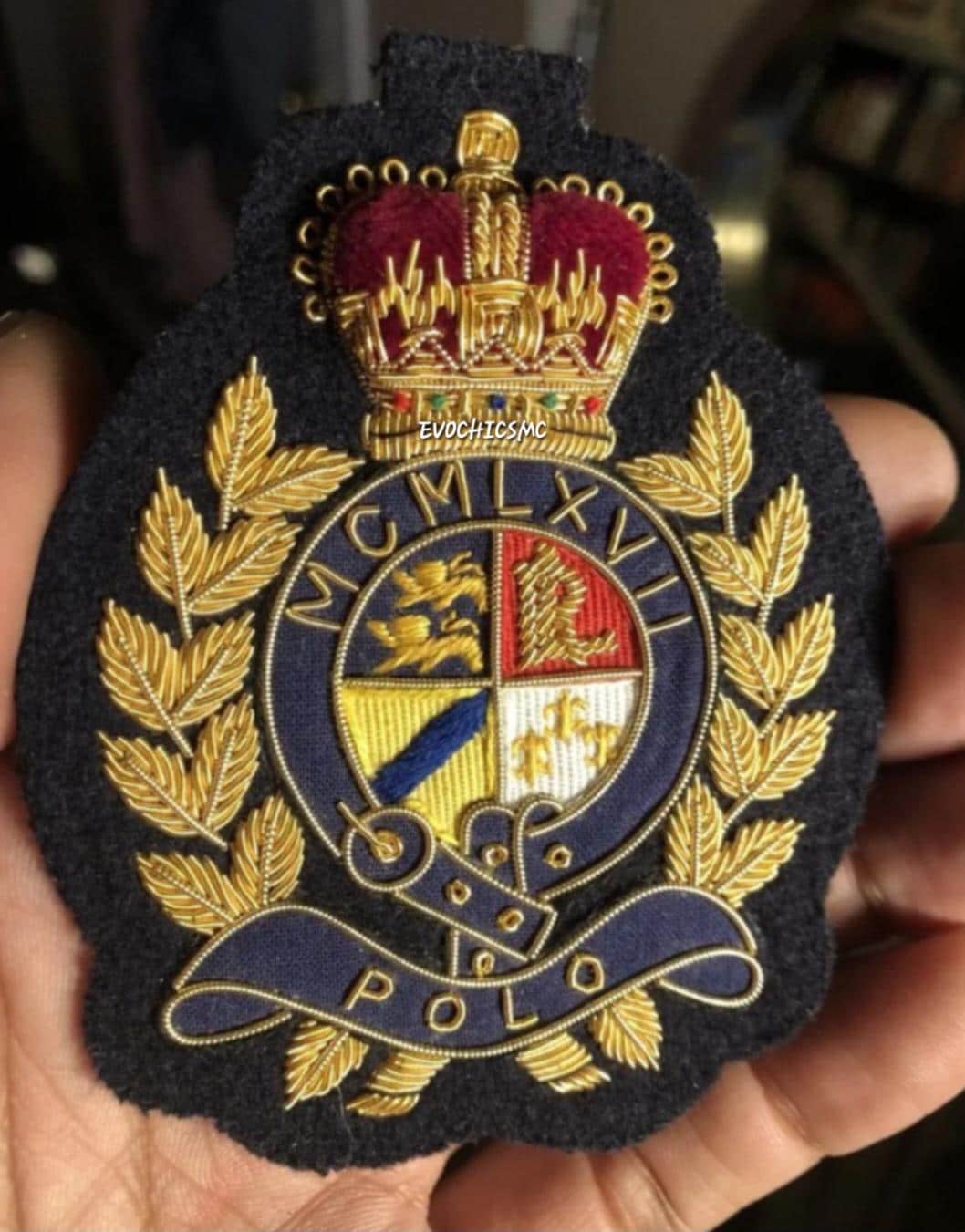 Handmade Golden Bullion Crest Patch: Embroidered Blazer Badge Polo - Etsy