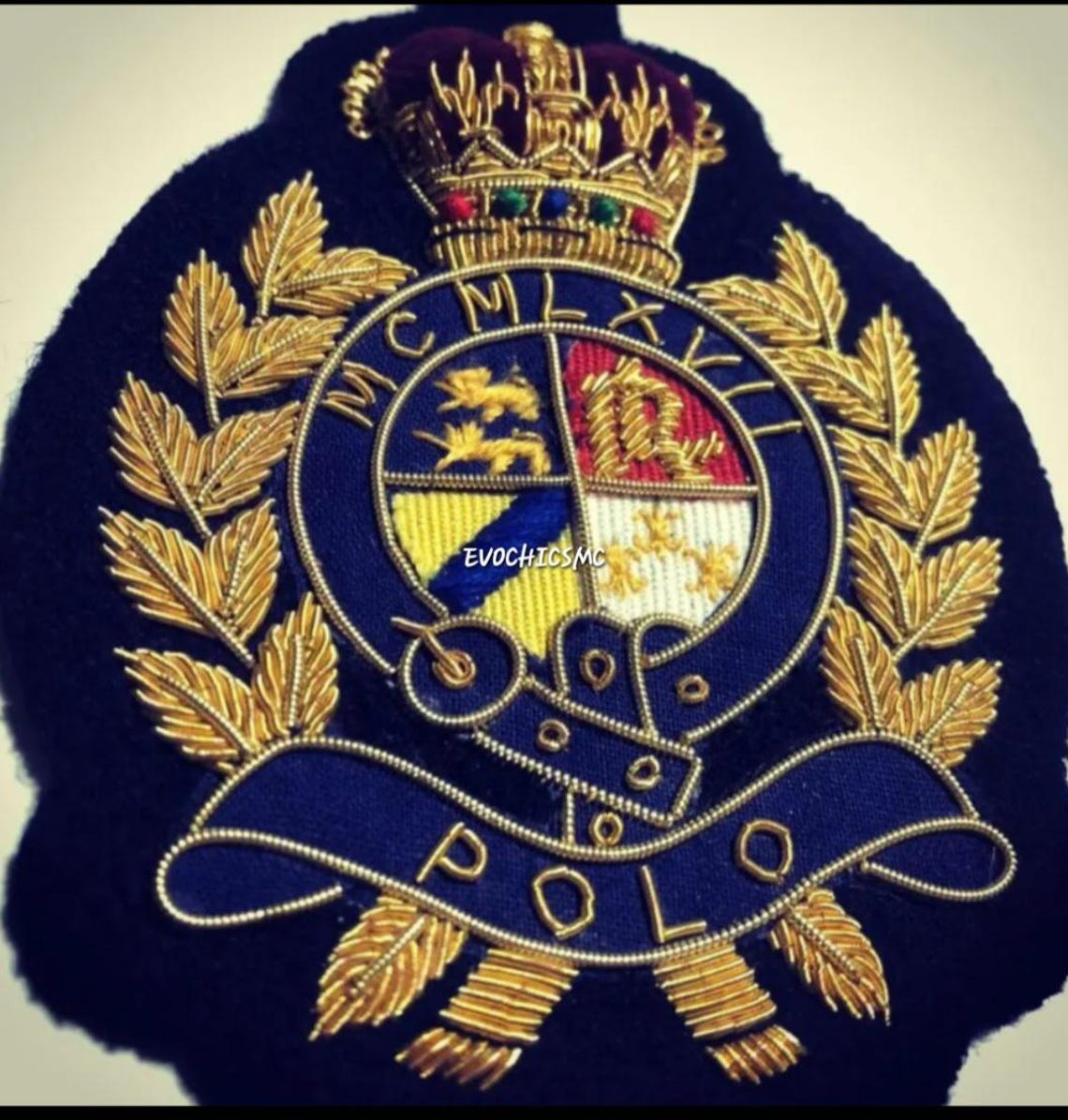 Handmade Golden Bullion Crest Patch: Embroidered Blazer Badge Polo - Etsy