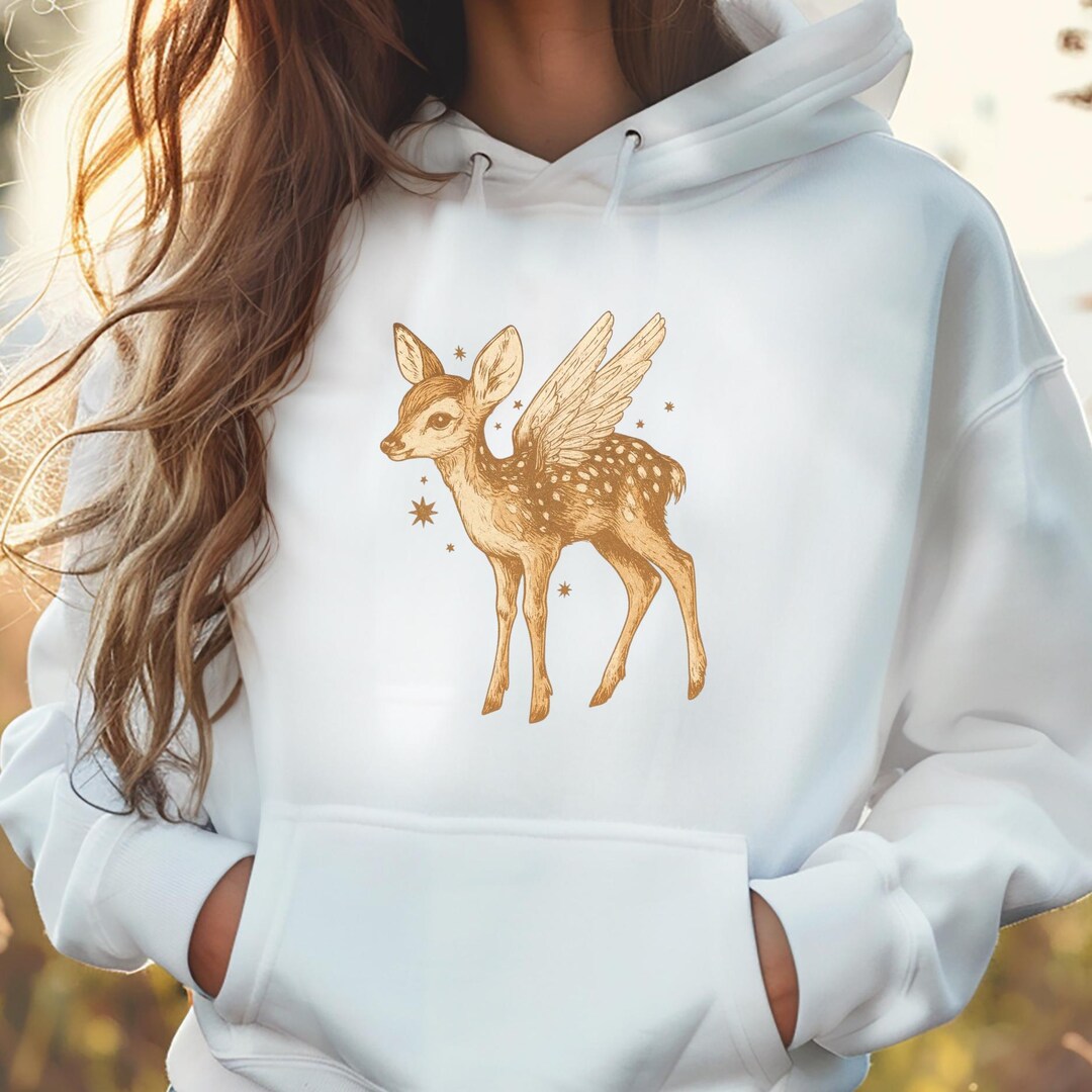 Gildan 18500 Cottagecore Fawn Hoodie, Mystical Deer Sweatshirt, Dark ...