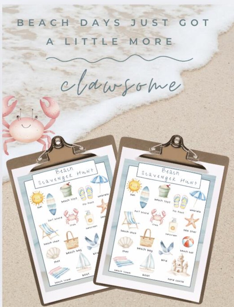 Beach Scavenger Hunt Kids Printable Toddler Summer Activity Nature Hunt ...