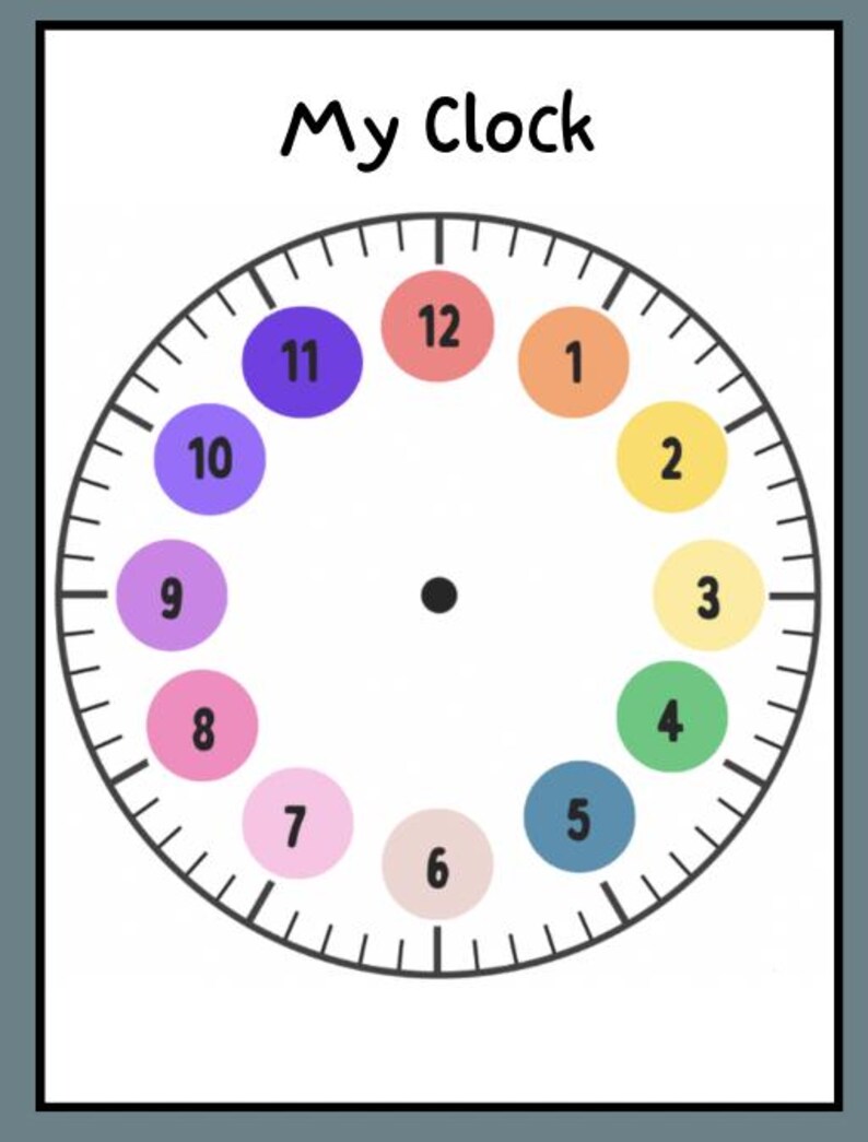 Learn to Tell Time Clock Printable for Kids Toddler Routine Chart ...