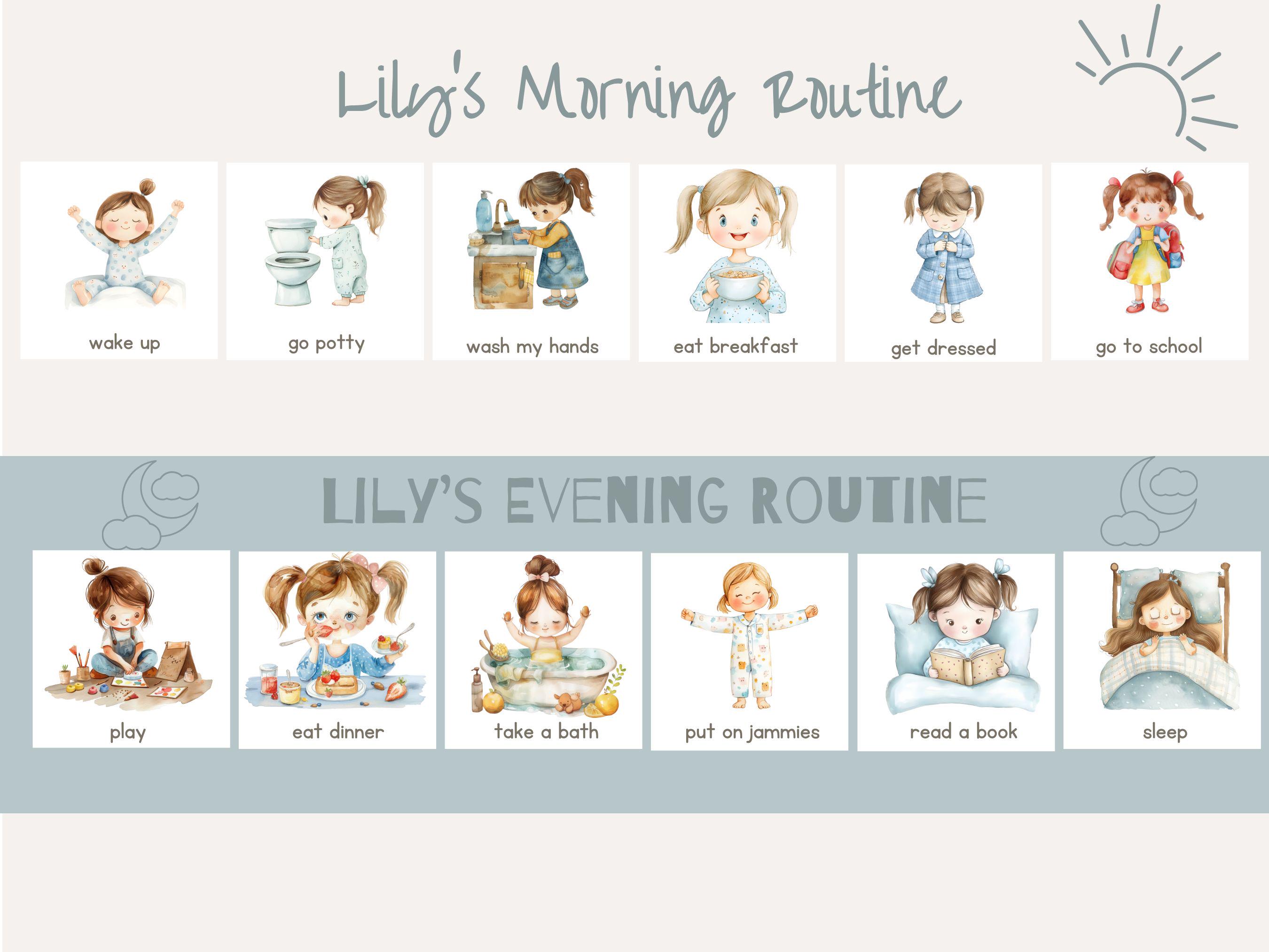 Kids Visual Routine Chart: Morning Bedtime Checklist Printable PDF ...
