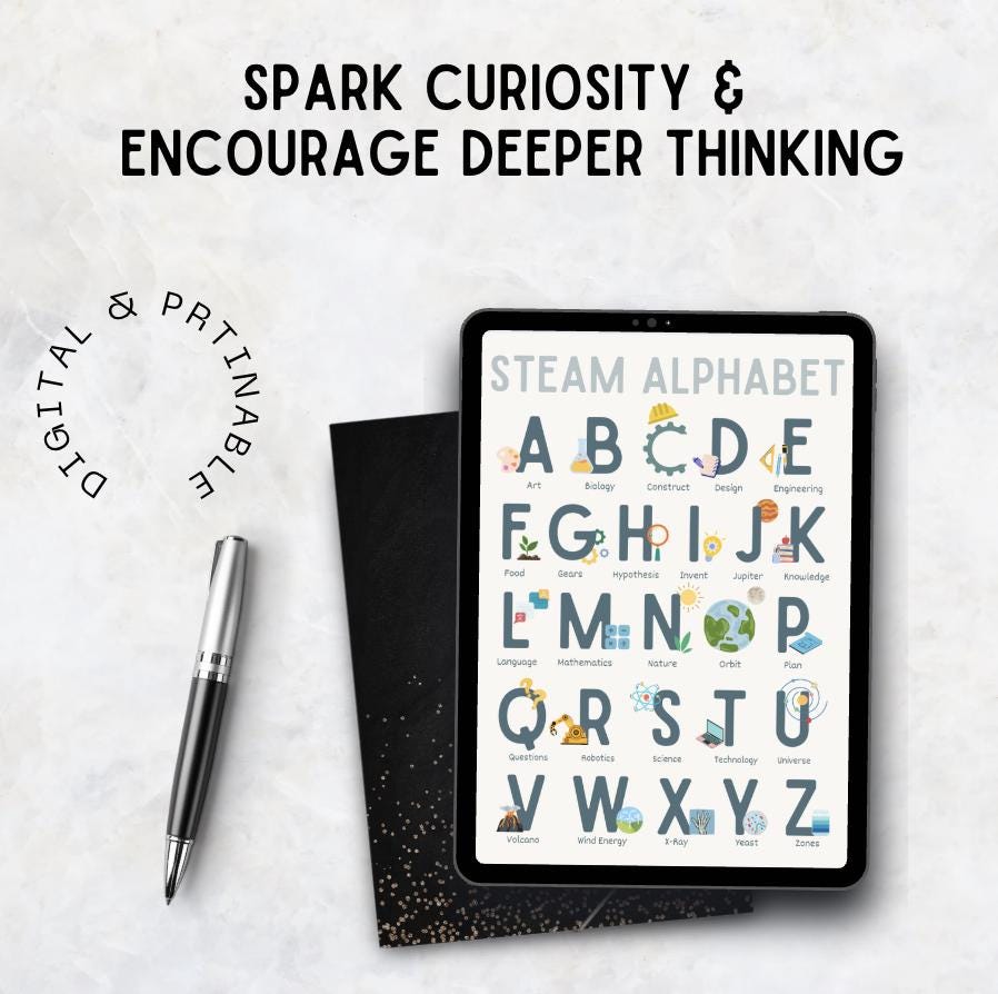 STEAM Alphabet Poster: STEM Education Print for Kids (PDF Download) - Etsy