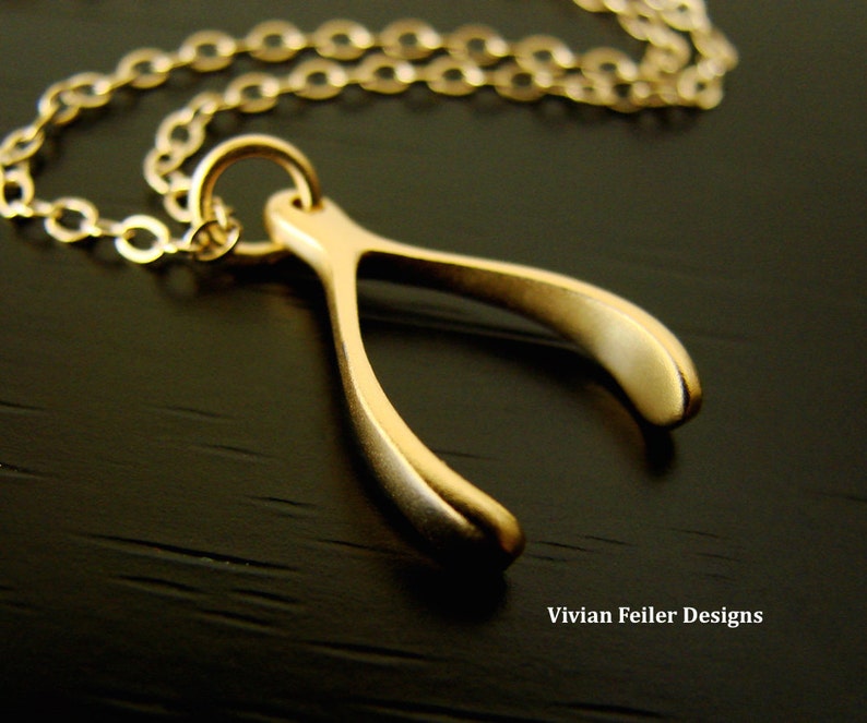 WISHBONE Necklace 24K Gold Wish Bone Jewelry Make a Wish - Etsy