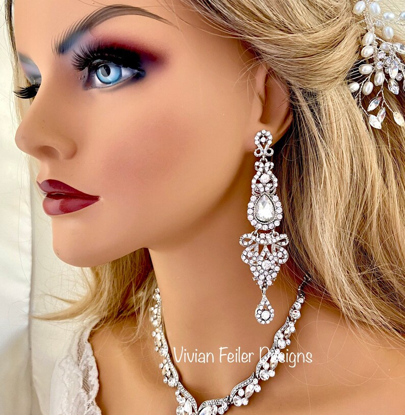 RED Long Earrings Pageant Earrings CHANDELIER Statement Bling - Etsy