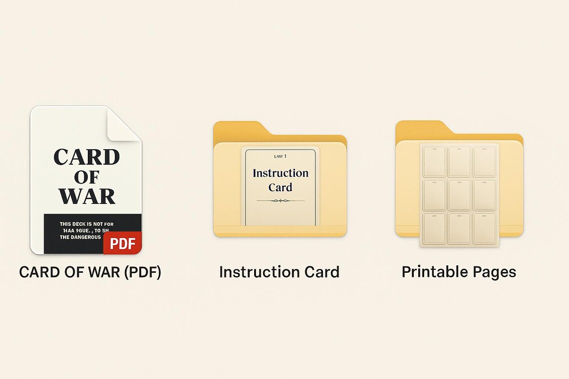 Card of War – 45 Printable Power Cards | Self-mastery Deck | Digital ...
