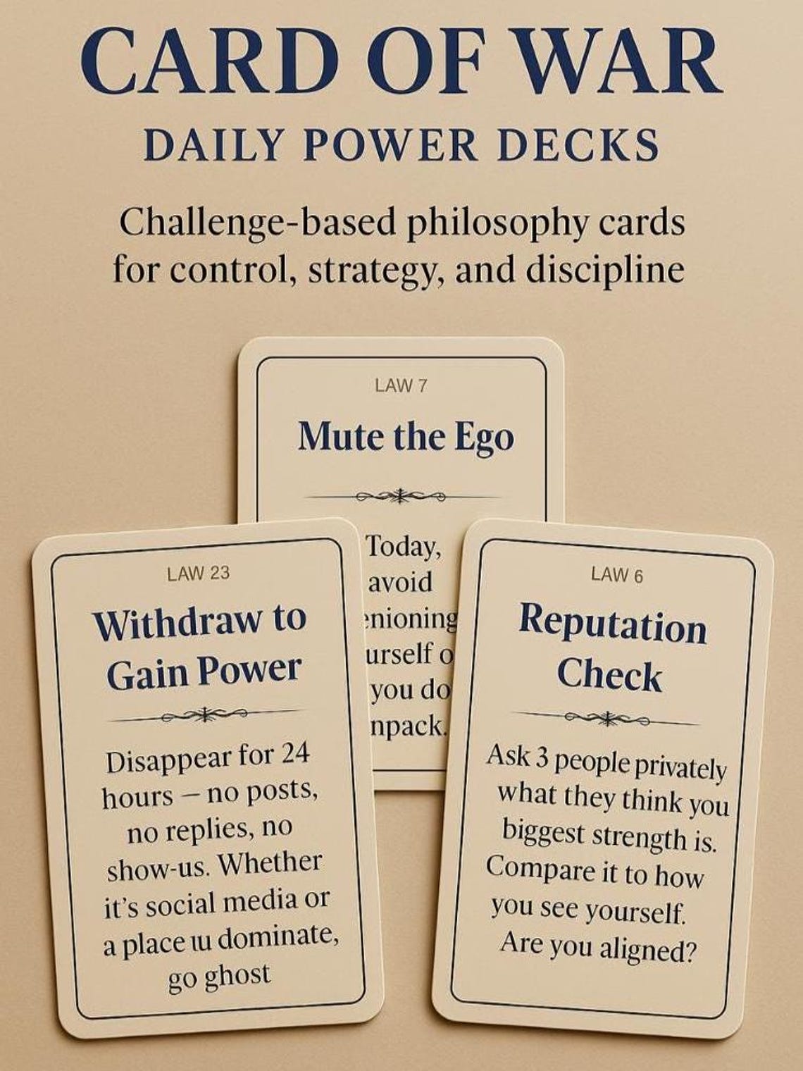 Card of War – 45 Printable Power Cards | Self-mastery Deck | Digital ...
