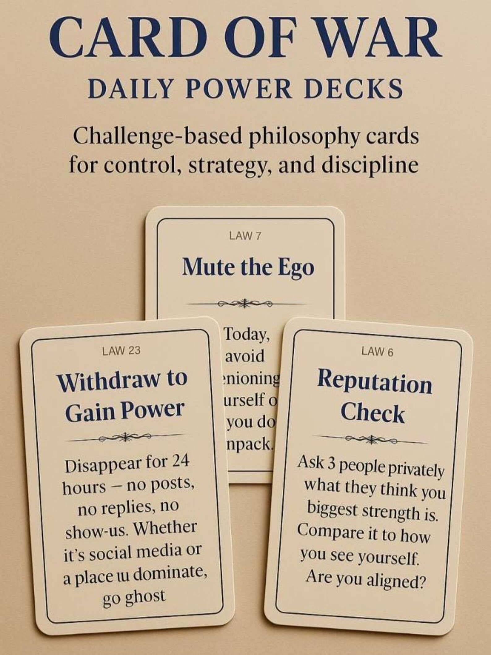 Card of War – 45 Printable Power Cards | Self-mastery Deck | Digital ...