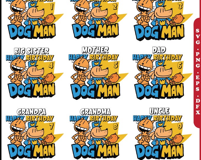 Dog Man SVG PNG-BUNDEL, Dogman Png, Dogman Svg, verjaardag Dogboy svg ...