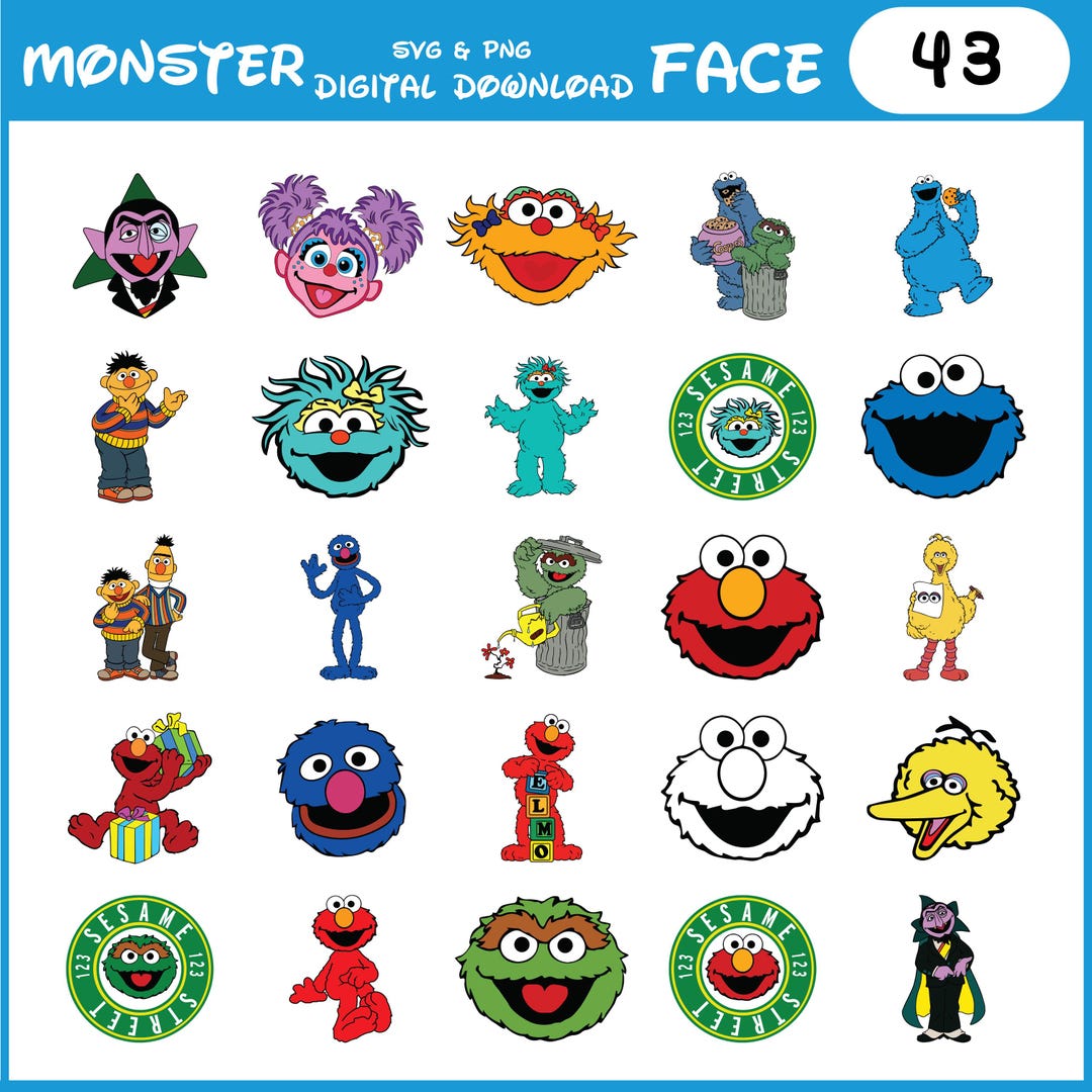 Cookie Monster SVG Bundle, Elmo Svg, Cookie Png, Monster Svg, Monster ...