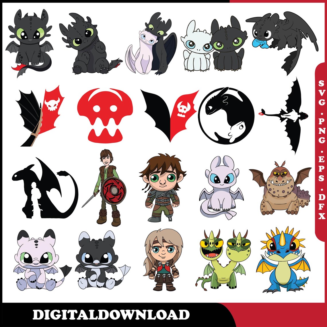 Toothless Svg Png Bundle, Dragon Toothless Png, Night Fury Dragon Svg ...
