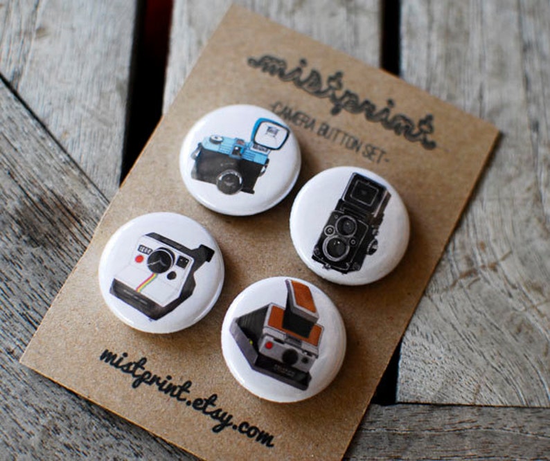 Camera Pinback Buttons- Set of 4 - Etsy