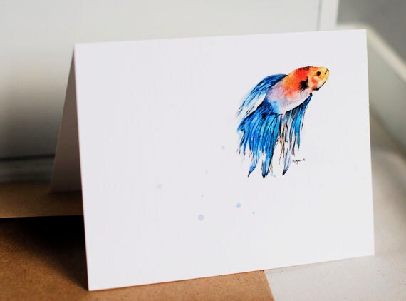 Fighting Fish betta Blank Card | Etsy