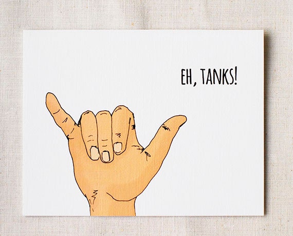 Shaka eh Tanks Thank You Card - Etsy