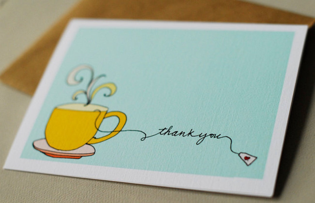 Tea Card- Thank You Set of 6 - Etsy