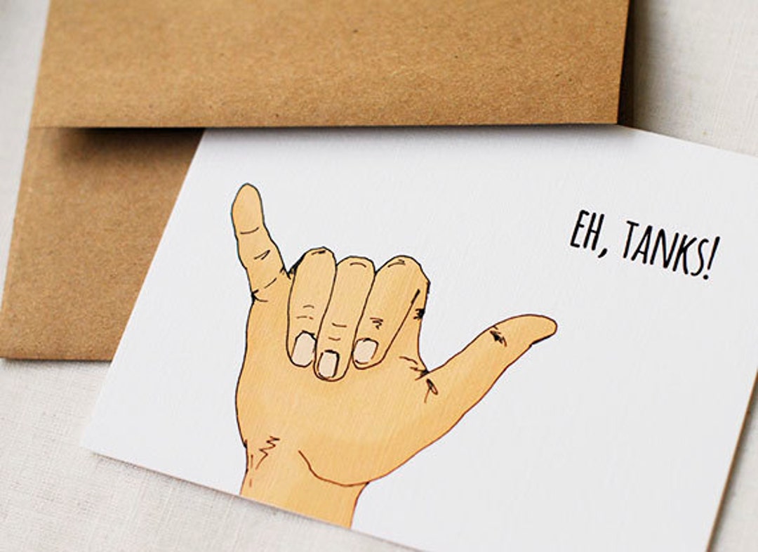 Shaka "eh, Tanks!" Thank You Card - Etsy