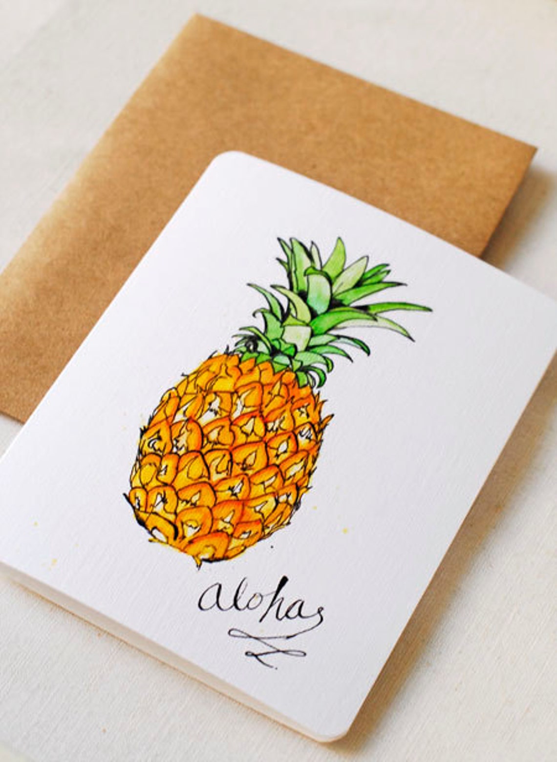 Pineapple Aloha Blank Card - Etsy