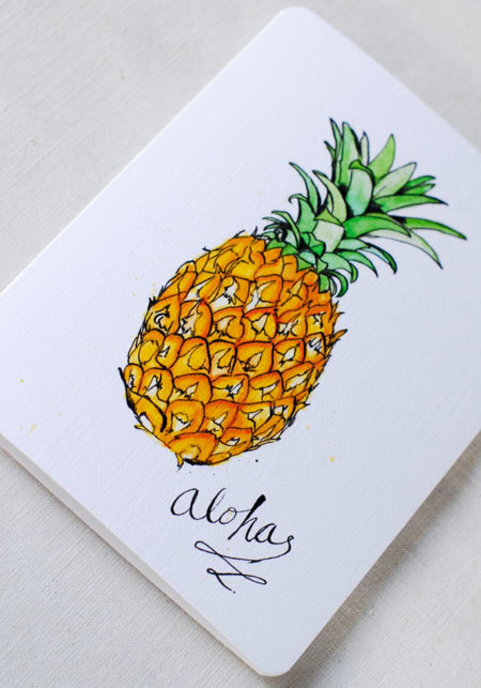 Pineapple Aloha Blank Card - Etsy