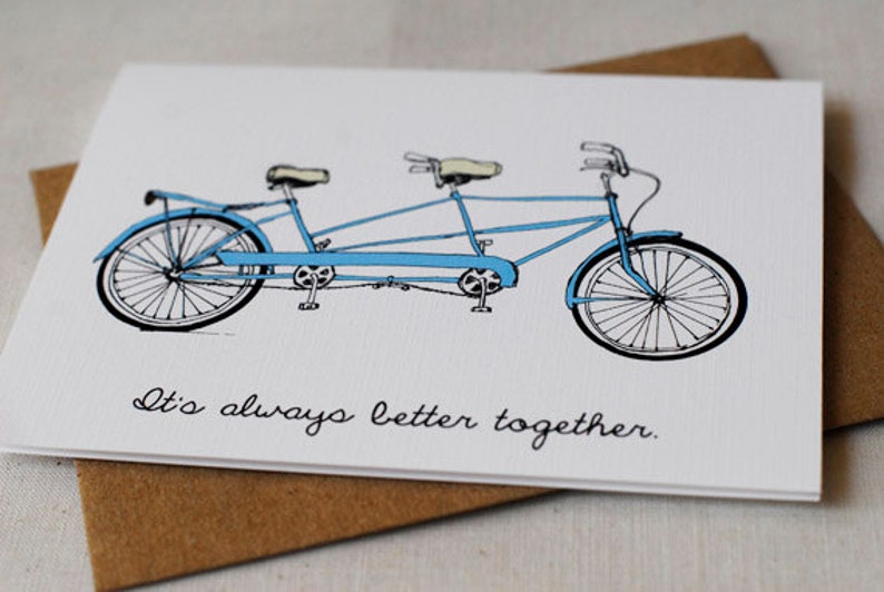 Tandem Bike Card It's Always Better Together - Etsy