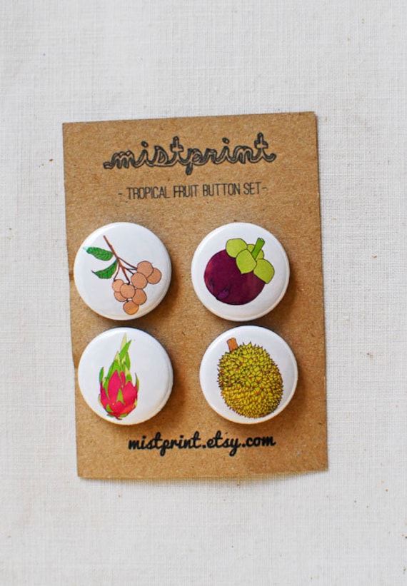 Tropical Fruit Buttons Set of 4 | Etsy