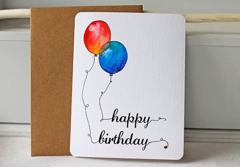 Watercolor Balloons- Birthday Card - Etsy
