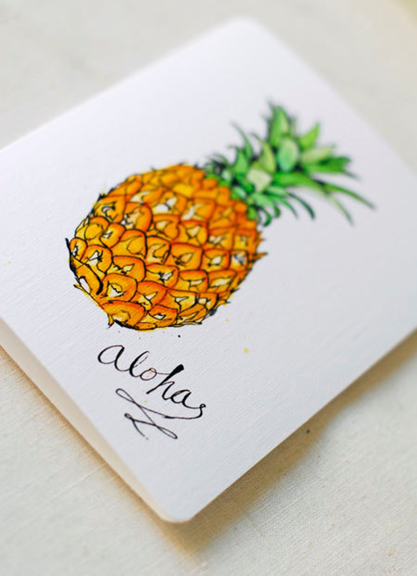 Pineapple Aloha Blank Card - Etsy