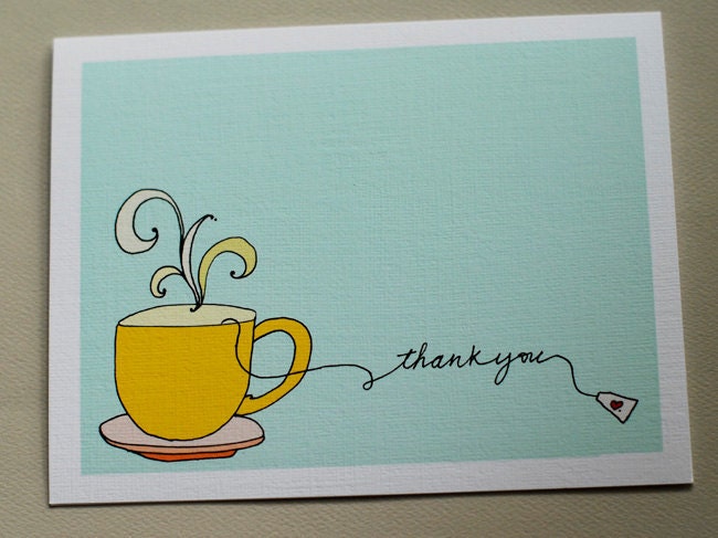 Tea Card- Thank You Set of 6 - Etsy