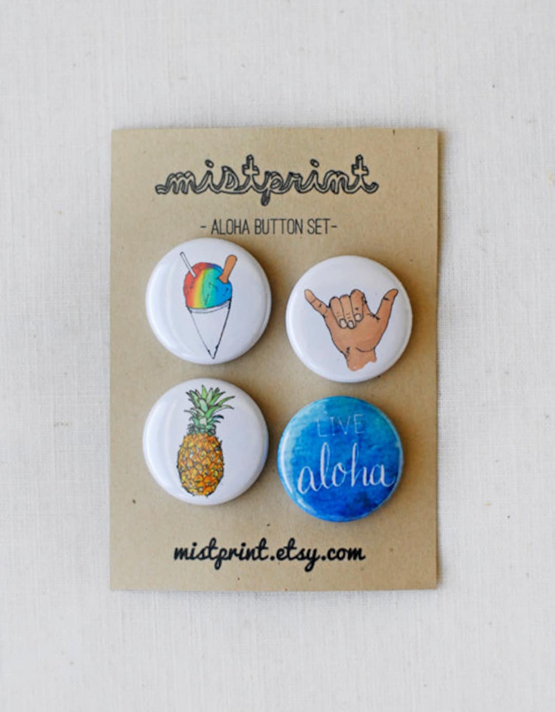 Aloha Pinback Buttons- Set of 4 - Etsy