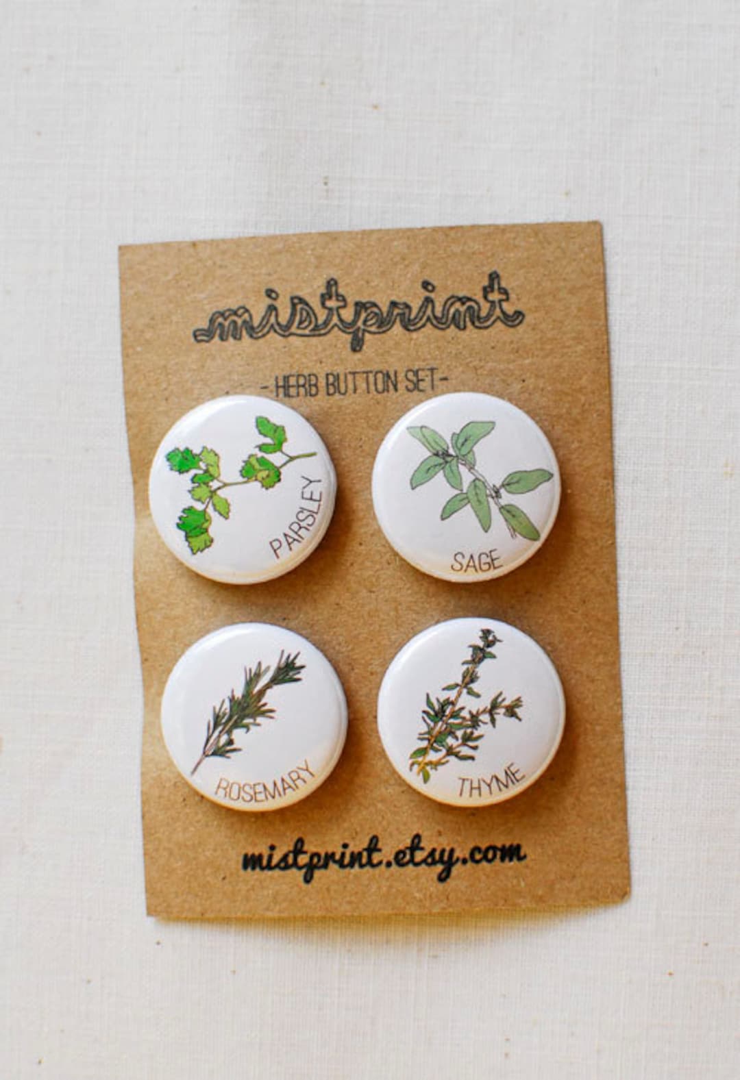 Herb Pinback Buttons- Set of 4 - Etsy