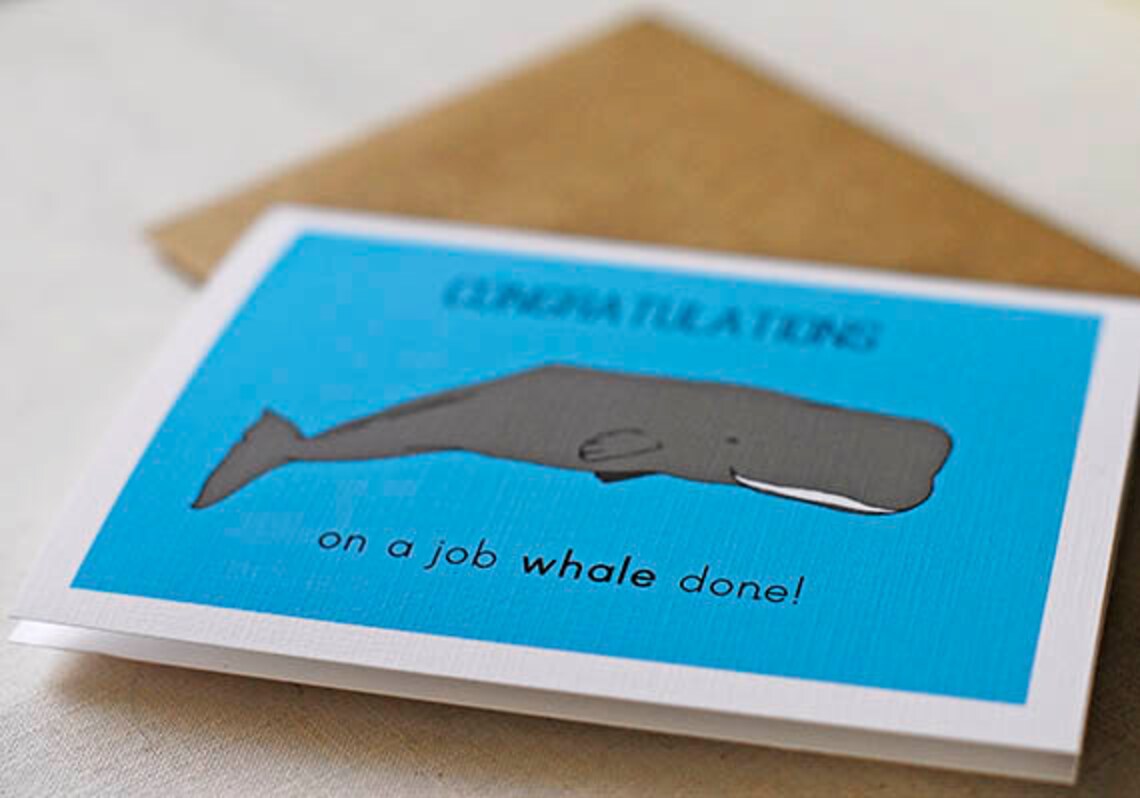 Whale Done- Congratulations Card - Etsy