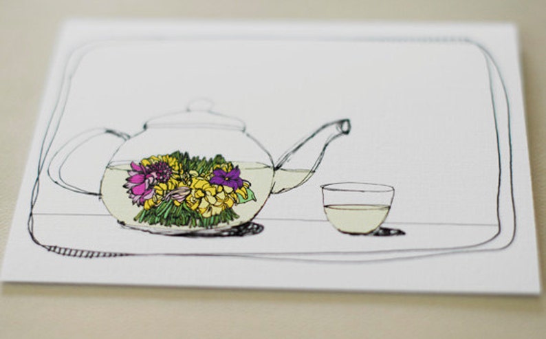 Flowering Tea- Blank Card - Etsy