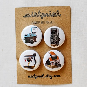 Camera Pinback Buttons- Set of 4 - Etsy