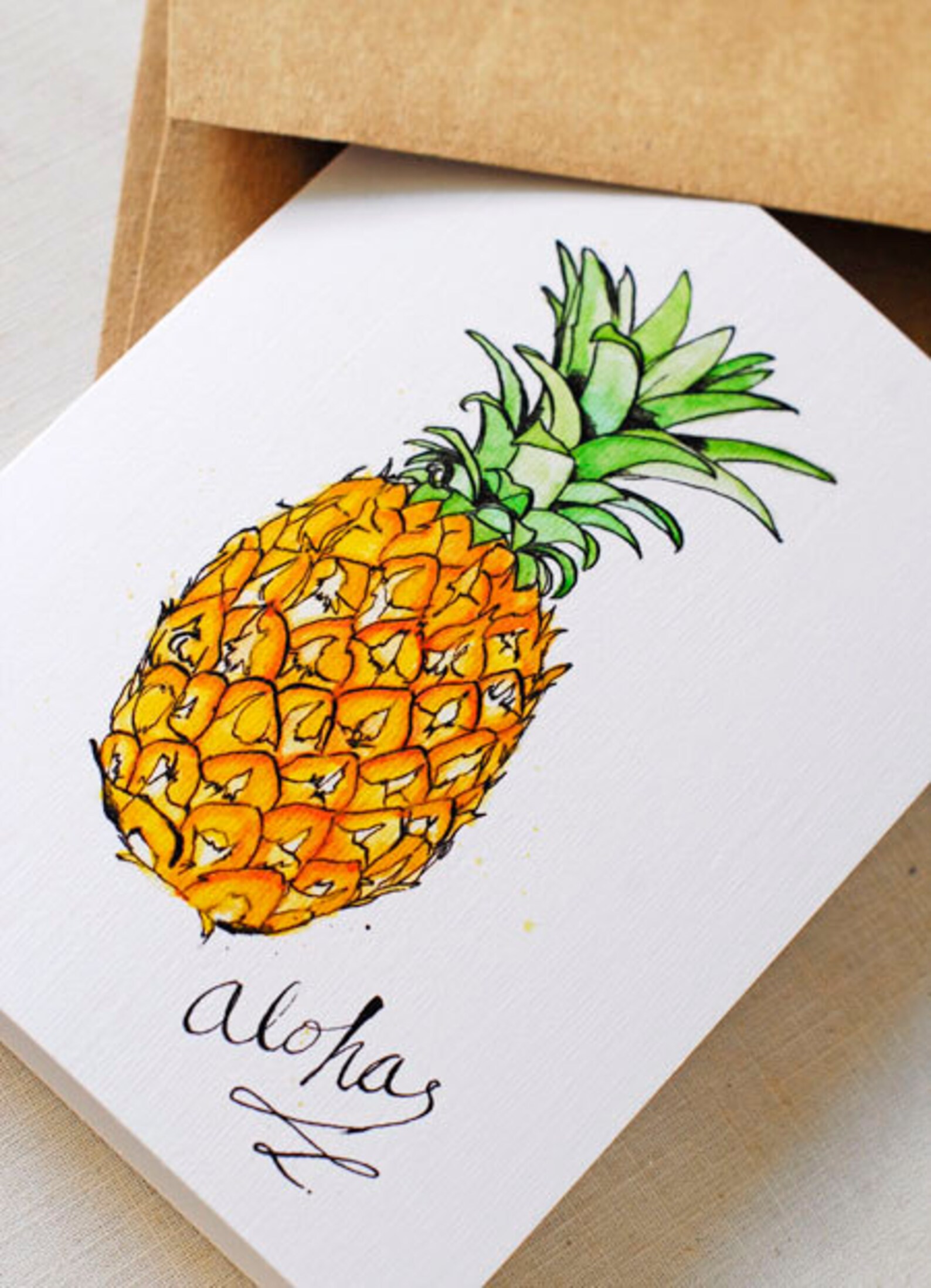 Pineapple Aloha Blank Card - Etsy