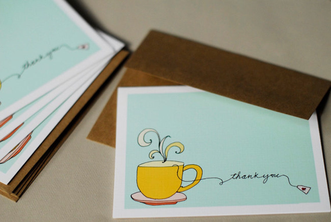 Tea Card Thank You Set of 6 - Etsy