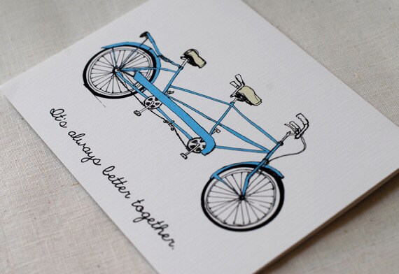 Tandem Bike Card It's Always Better Together | Etsy